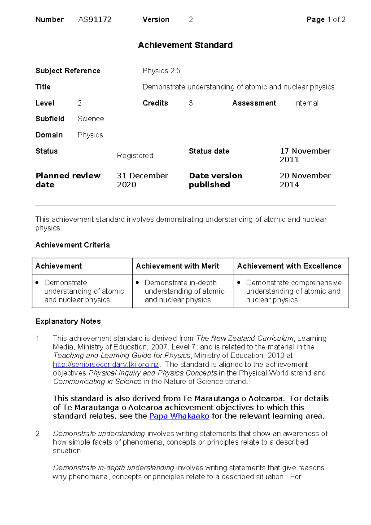 AS91172 - Atomic and Nuclear Physics Understanding Guide - Studocu