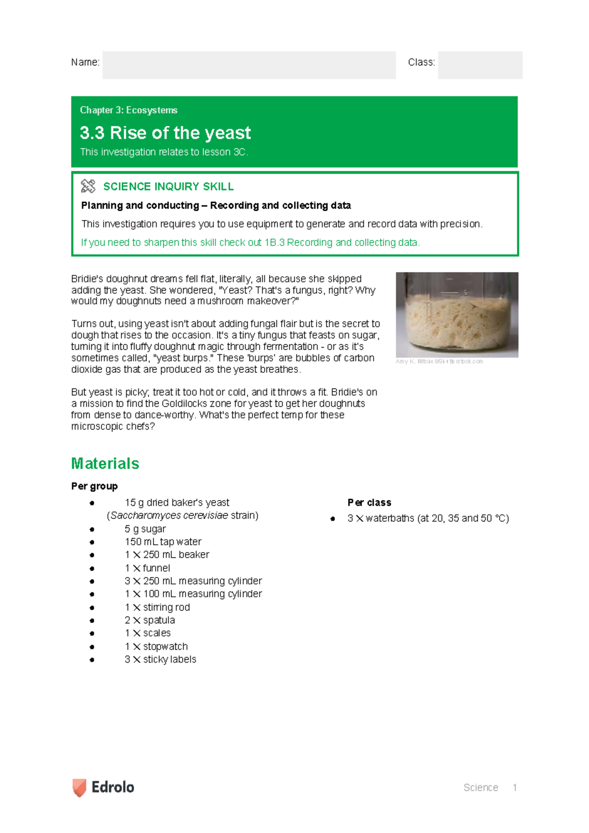 Prac 3: Chapter 3 - Investigating Yeast Fermentation in Ecosystems ...