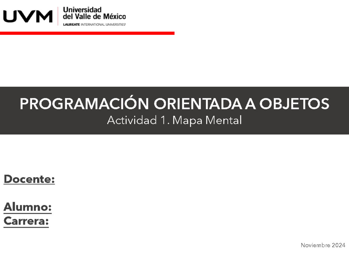 A1 POO - Ejemplo de Mapa Mental A1 - PROGRAMACIÓN ORIENTADA A OBJETOS Actividad 1. Mapa Mental ...