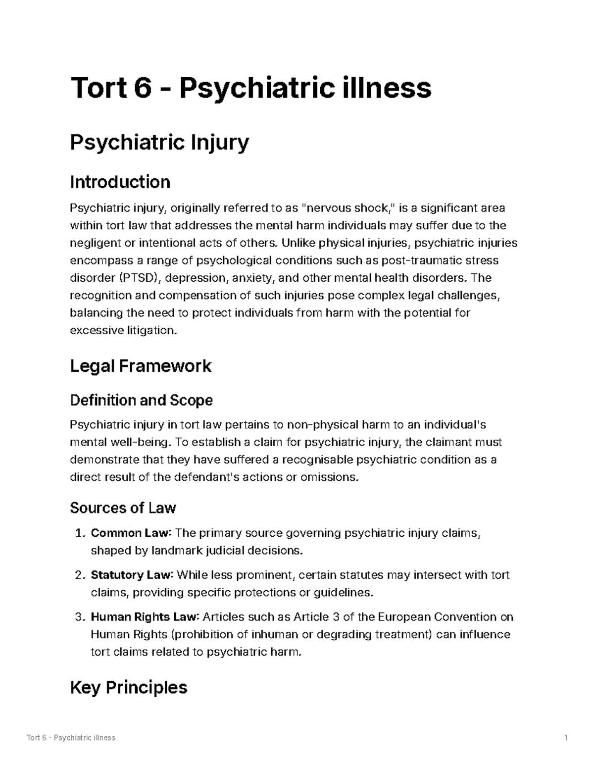 Tort Law - Understanding Psychiatric Injury and Legal Implications ...