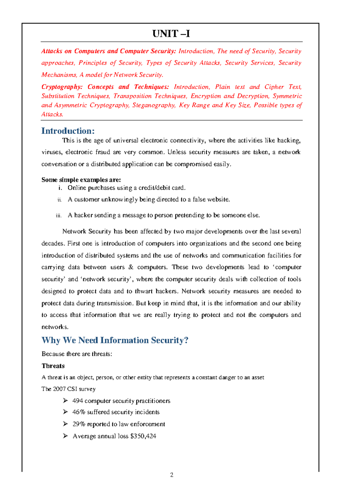 Cryptography and Network Security: Concepts, Attacks, and Mechanisms - Studocu