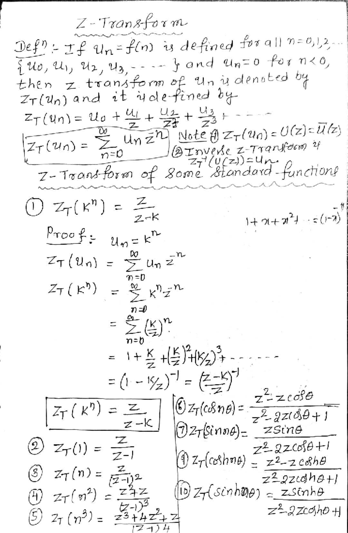 Z-Transform Notes (2024 Batch) - Definitions and Examples - Studocu