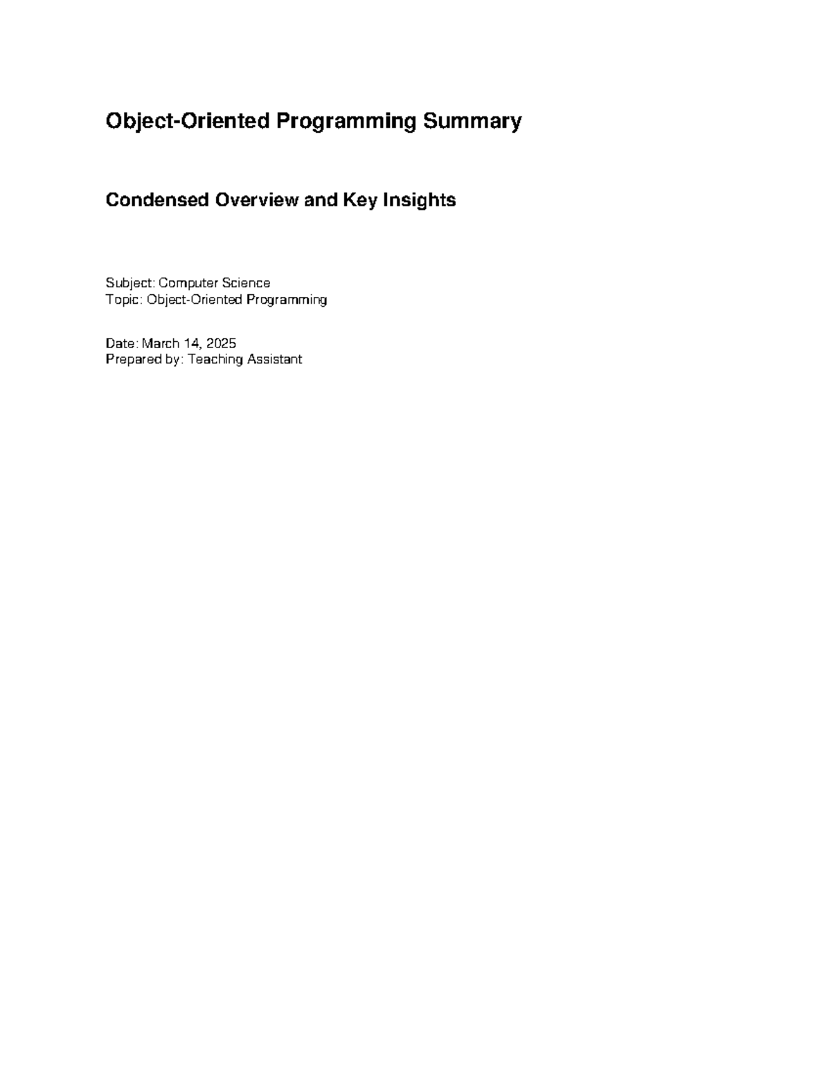 CS Programming Summary: Key Insights & Future Directions - Studocu