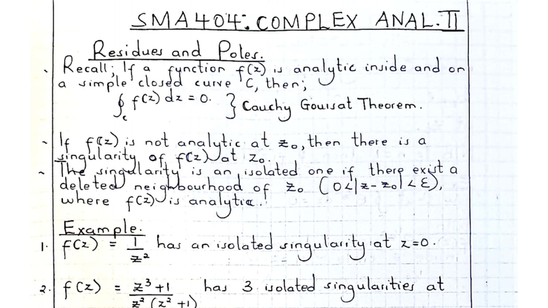 SMA404: Complex Analysis II - Residues, Poles, and Singularities - Studocu