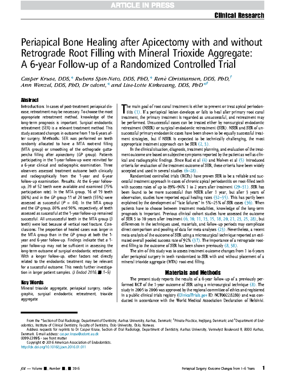 Clinical Research on Periapical Bone Healing Post-Apicectomy: RCT ...