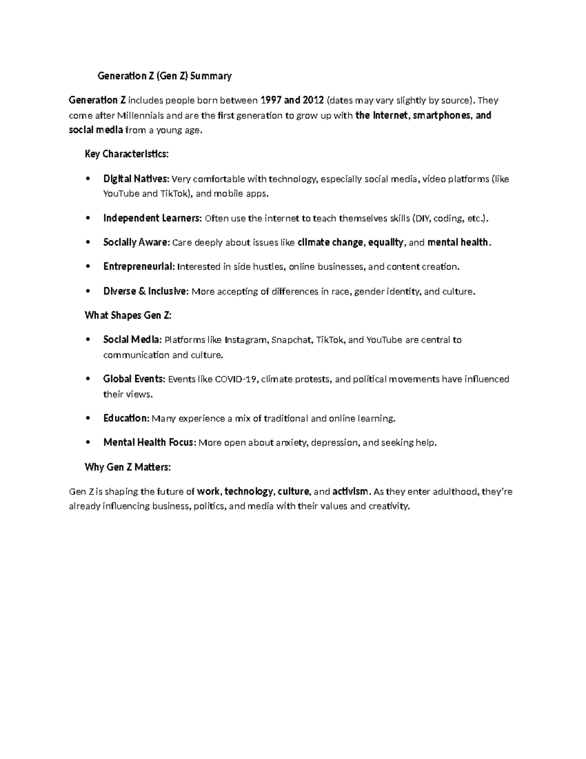 Gen Z Overview: Key Traits, Influences, and Future Impact - Studocu