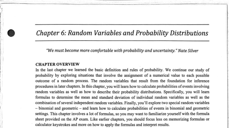 Complete Chapter 6 Review & Practice: Random Variables & Probability ...