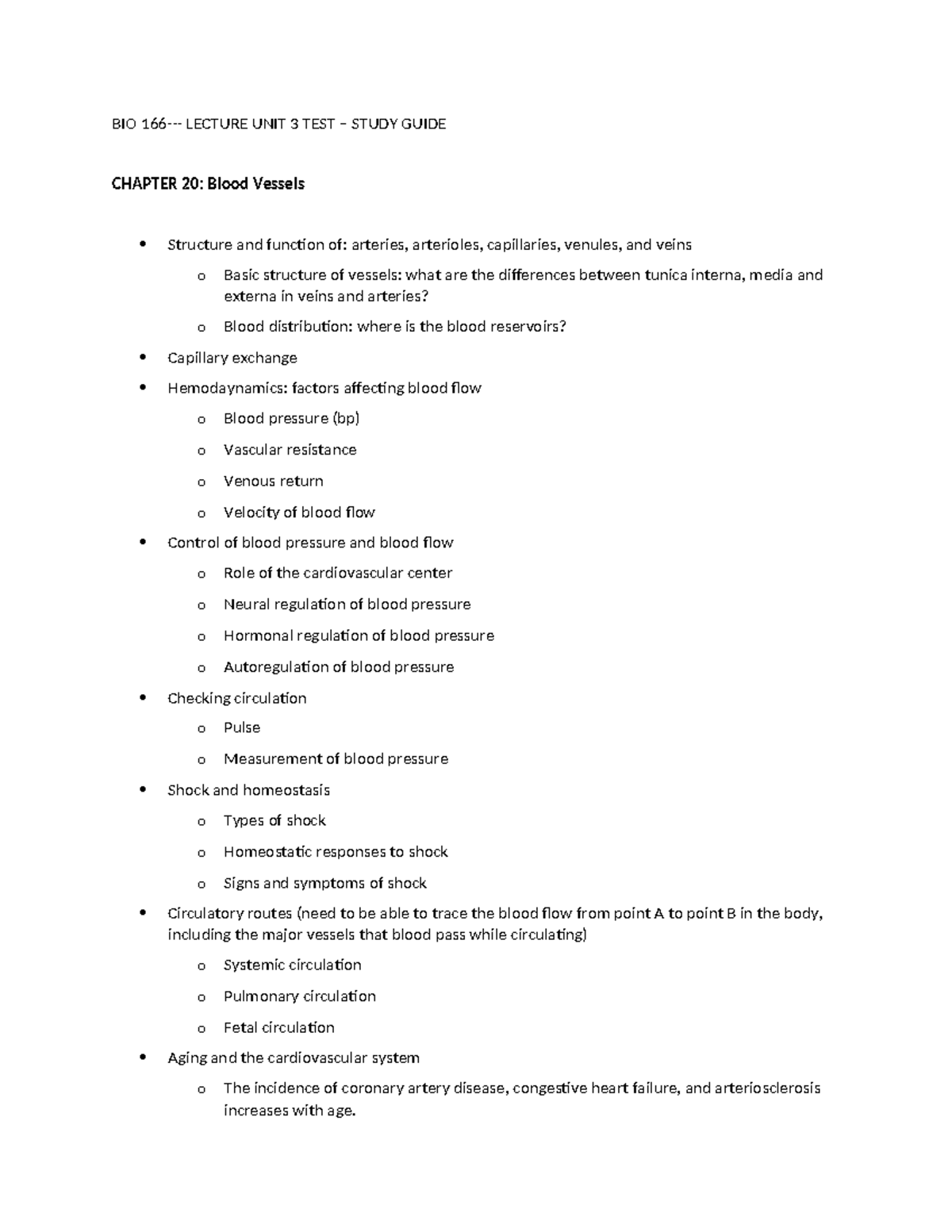 Unit 3 Study Guide (Ch 20-21) - BIO 166- LECTURE UNIT 3 TEST – STUDY ...