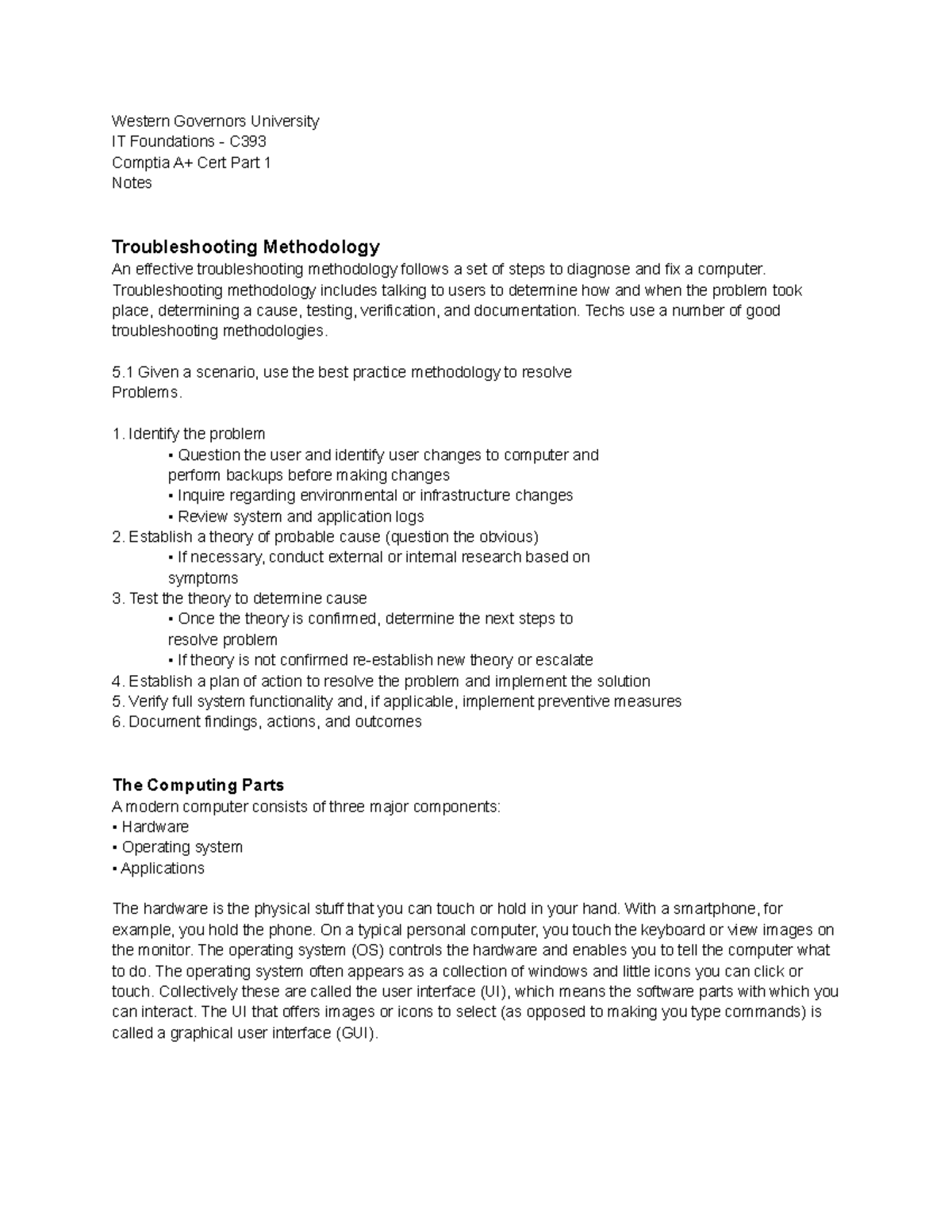 C393 Notes - Computer Systems - Western Governors University IT ...