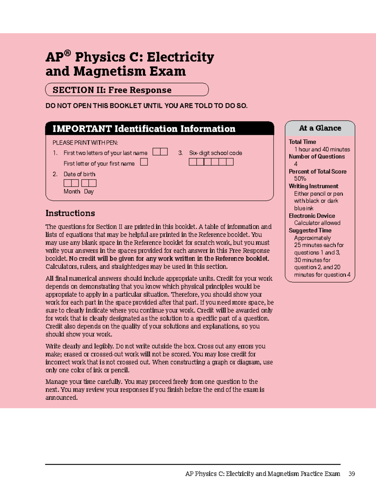 AP Physics C: Electricity and Magnetism Mock Exam - Free Response 2026 ...