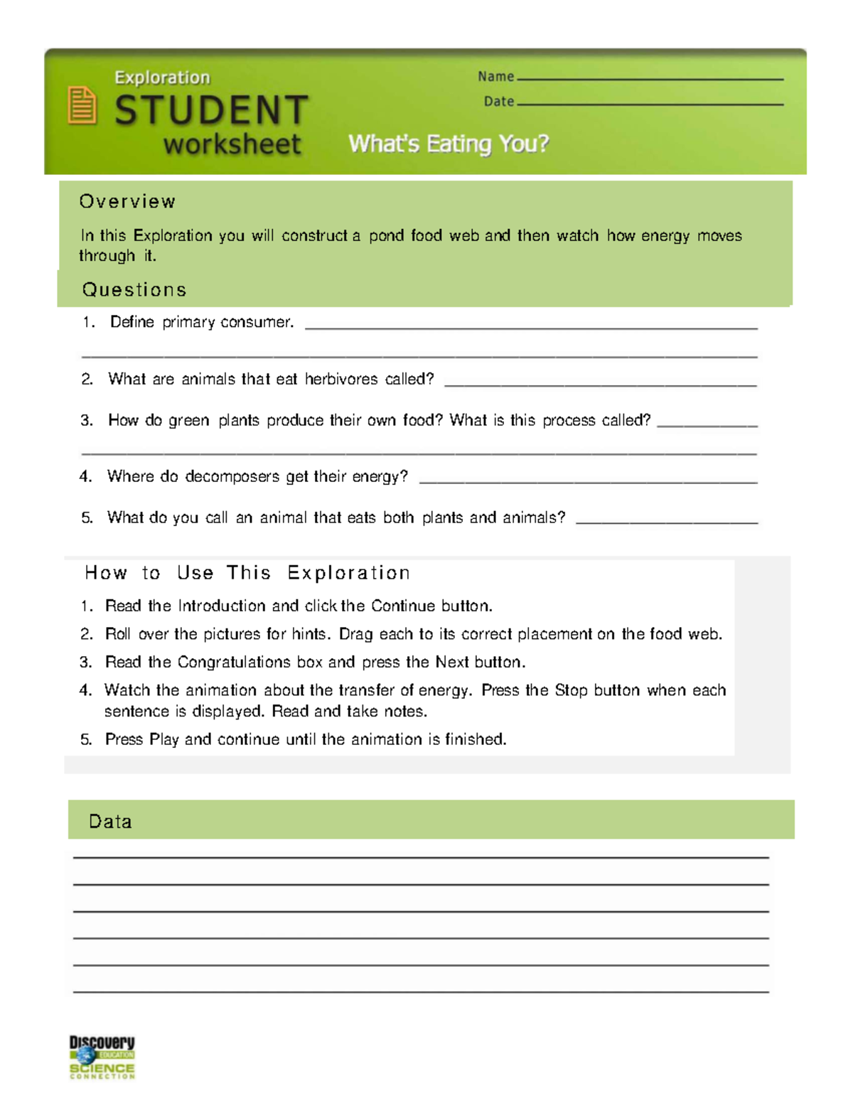 What's Eating You Simulation SW - O v e r v i e w In this Exploration ...