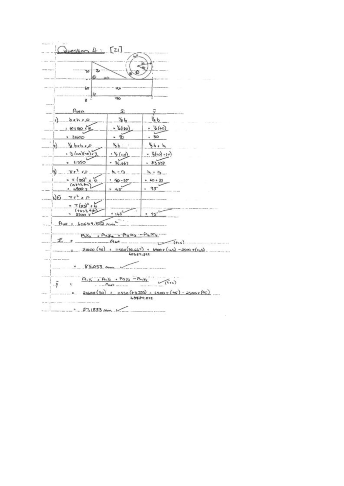 Centroids memo - Question 4 TO 110 to a 8 180 Area x Y bxh:p 6011002 ...