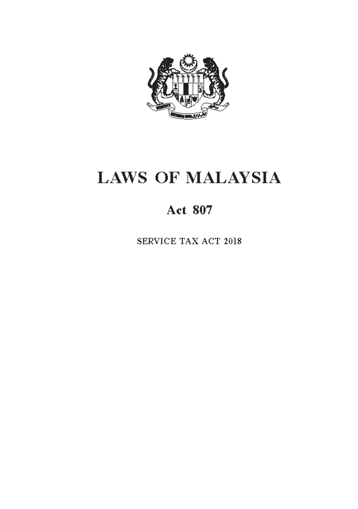 Service Tax Act 2018 (Act 807) - Updated Public Ruling Overview - Studocu