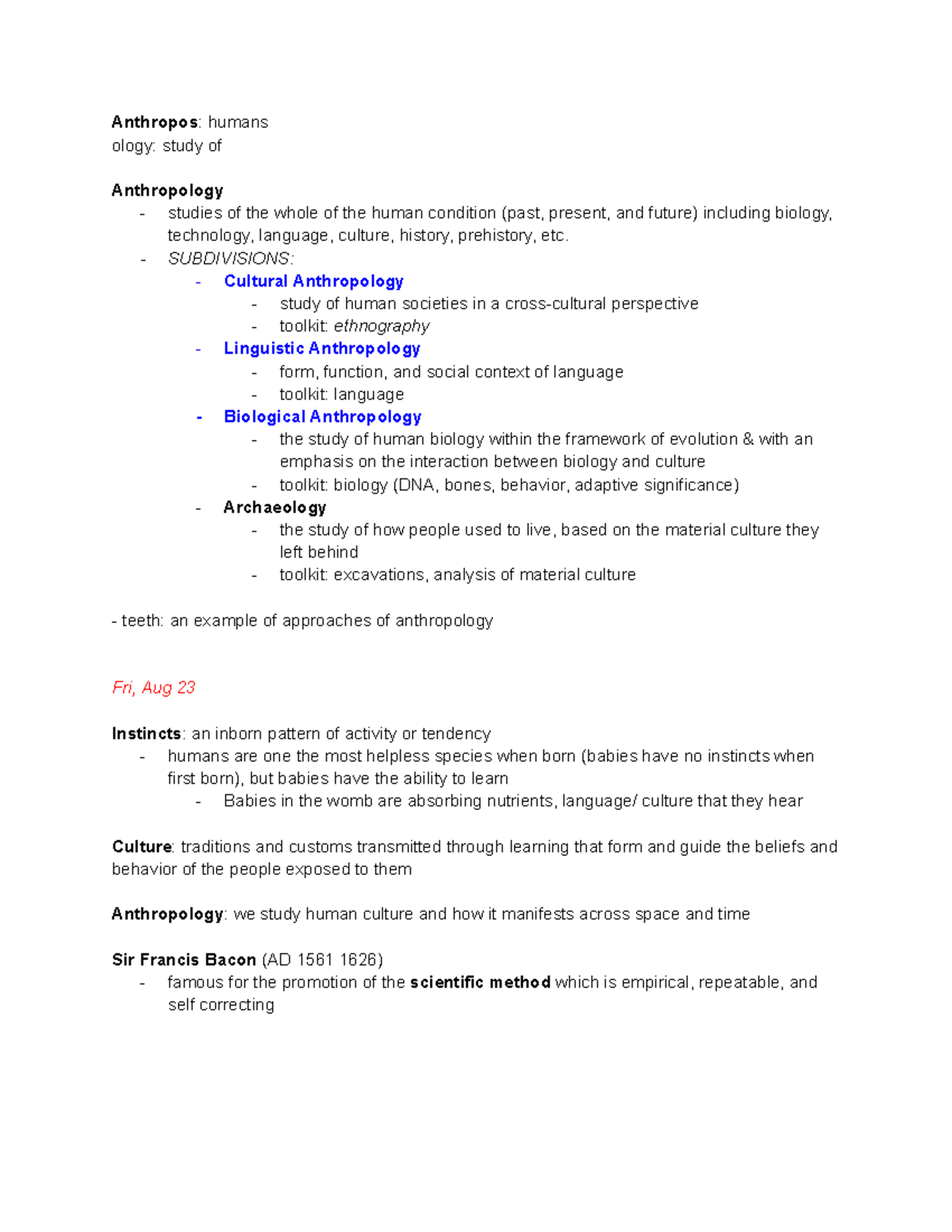 Anthro 111: Comprehensive Overview of Anthropology Studies - Studocu