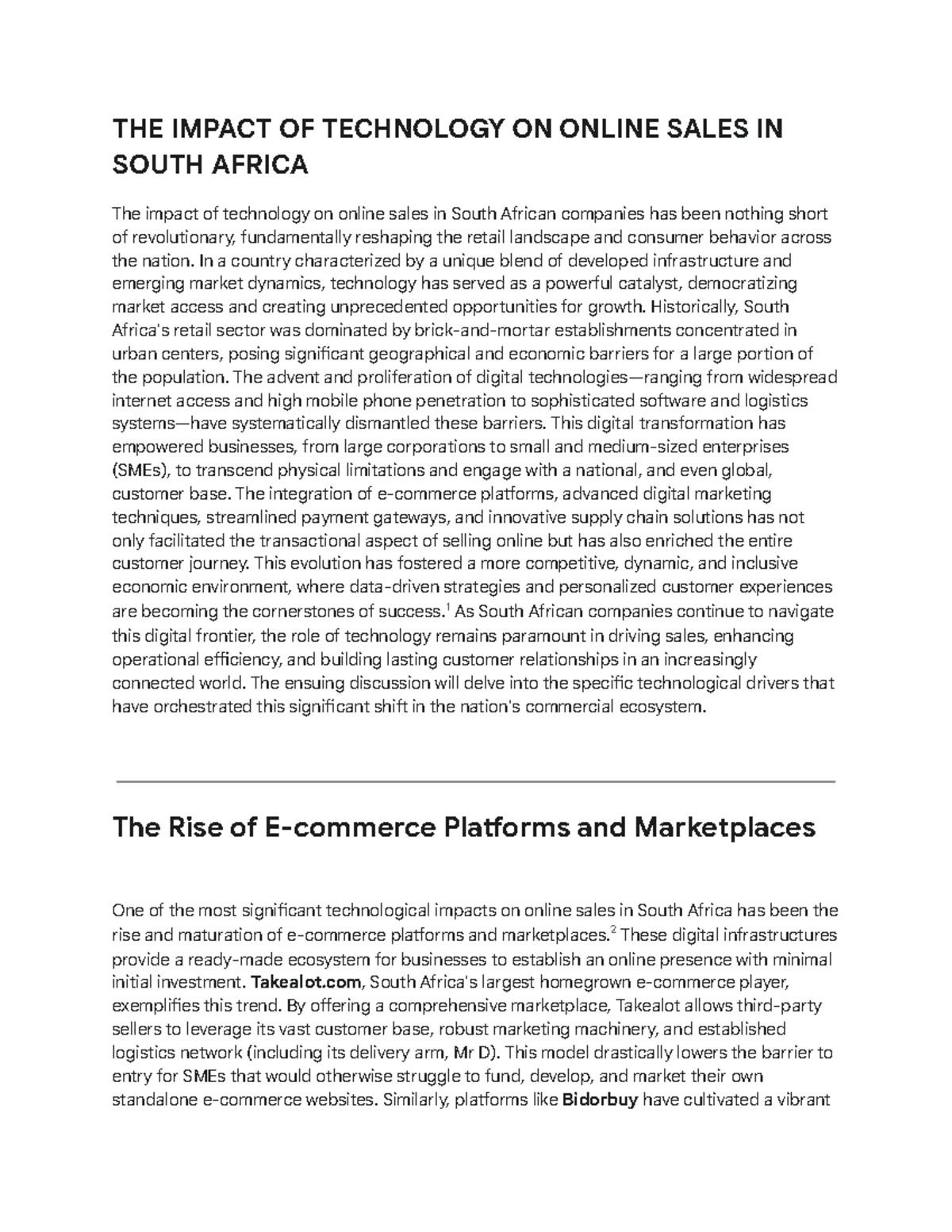 The Impact of Technology on Online Sales in South Africa: A Detailed ...