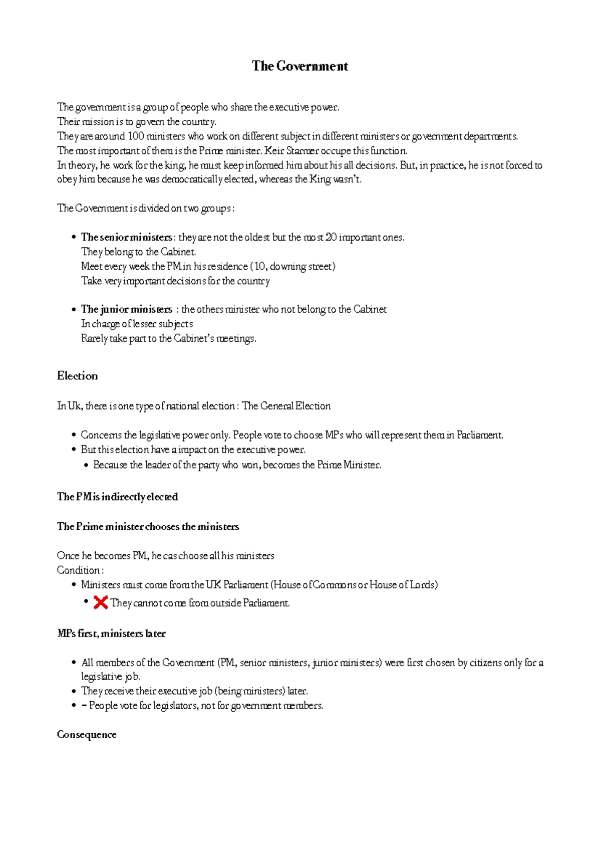 The Executive Power in the UK - Fiche de Révision - Studocu