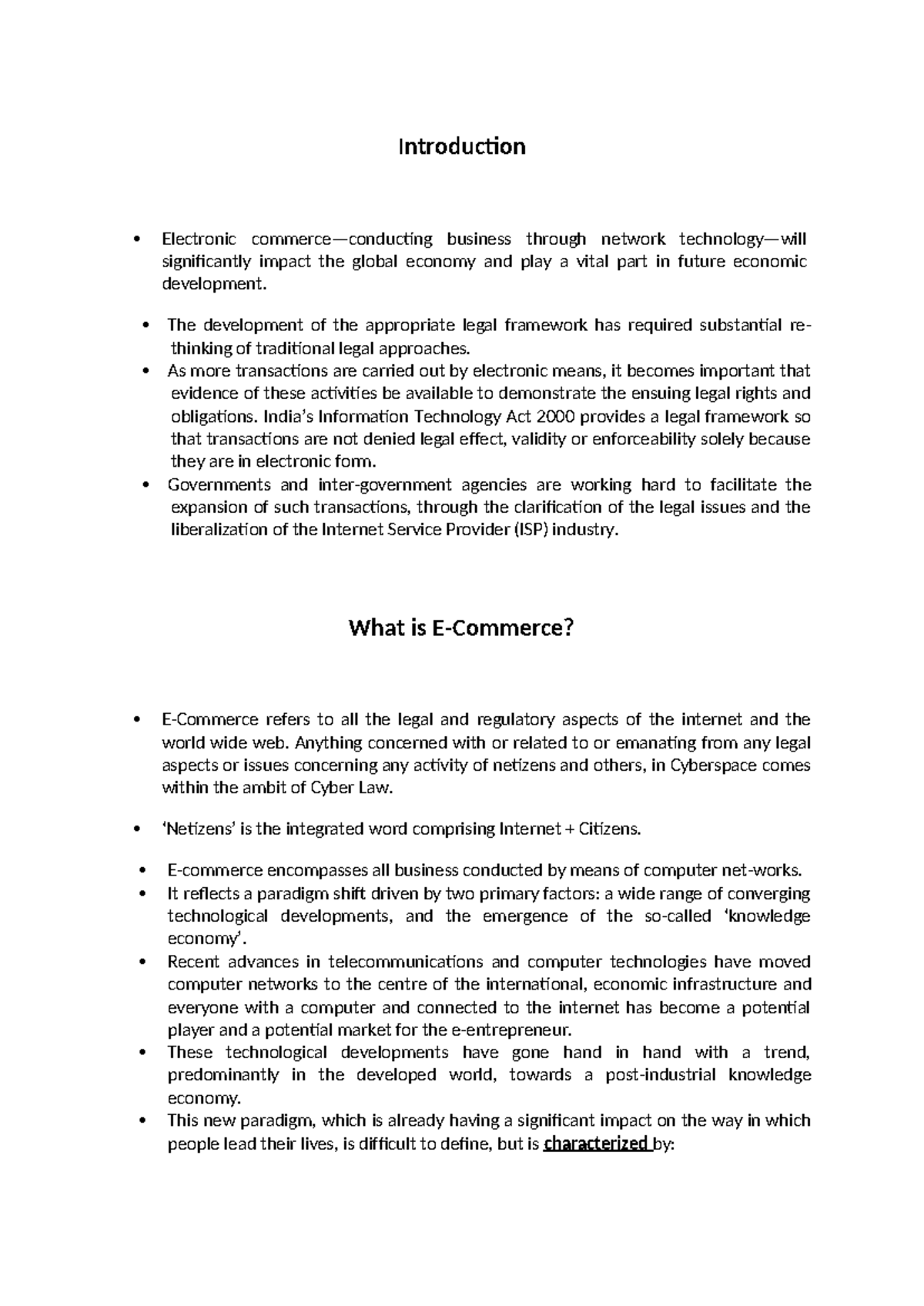 Model Law of E-Commerce: Legal Framework & Global Impacts - Studocu