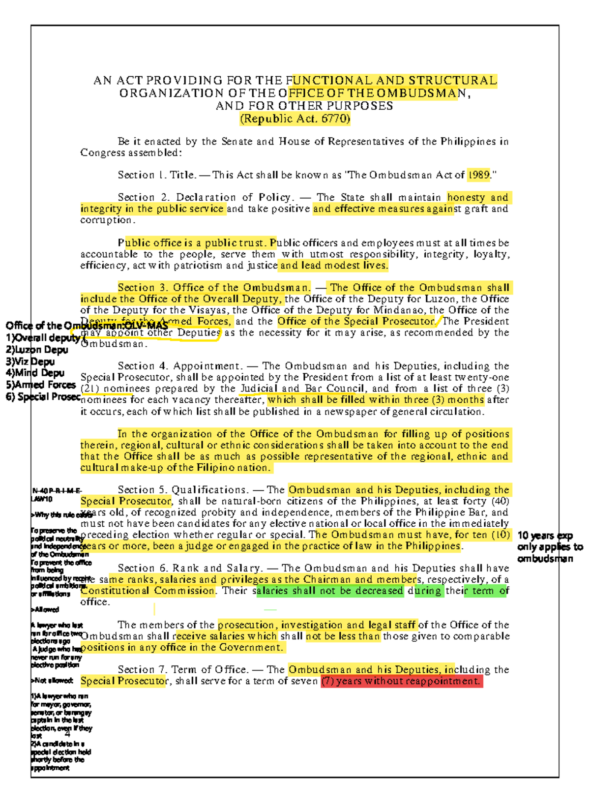 R.A. 6770 - Ombudsman Act: Structure & Functions Overview - Studocu