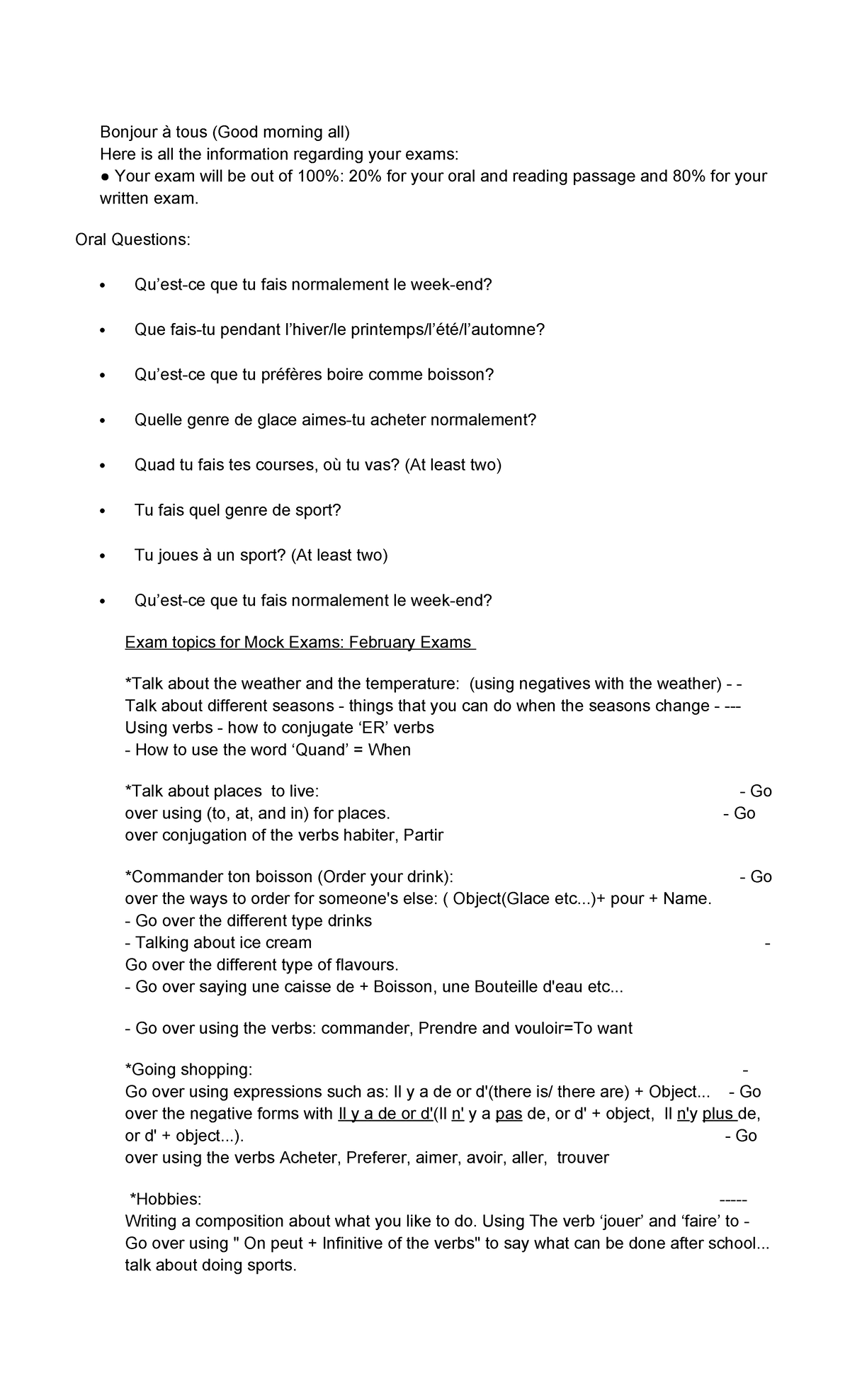 FREN 2D Mock Exam Study Guide: Oral & Written Prep - Studocu