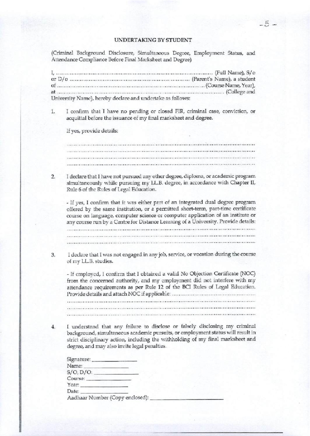 BCI Undertaking - Criminal Background & Employment Disclosure Notes ...