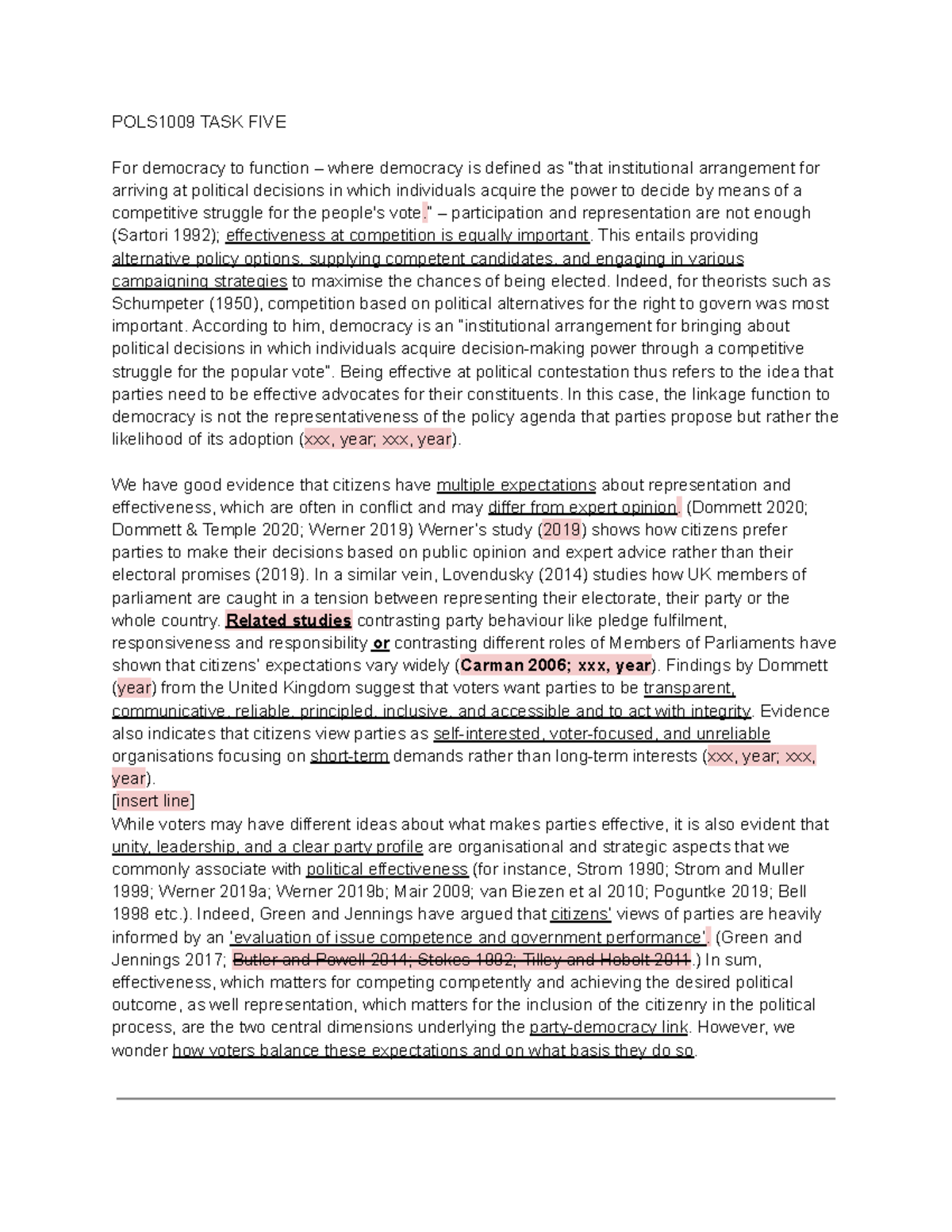POLS1009 TASK FIVE: Analyzing Political Representation and Congruence ...