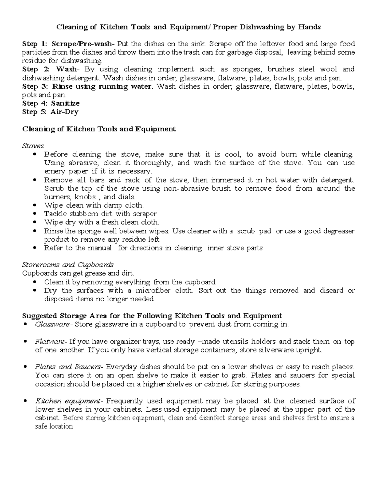 Kitchen Tools & Equipment Cleaning Guide: Proper Dishwashing Technique ...