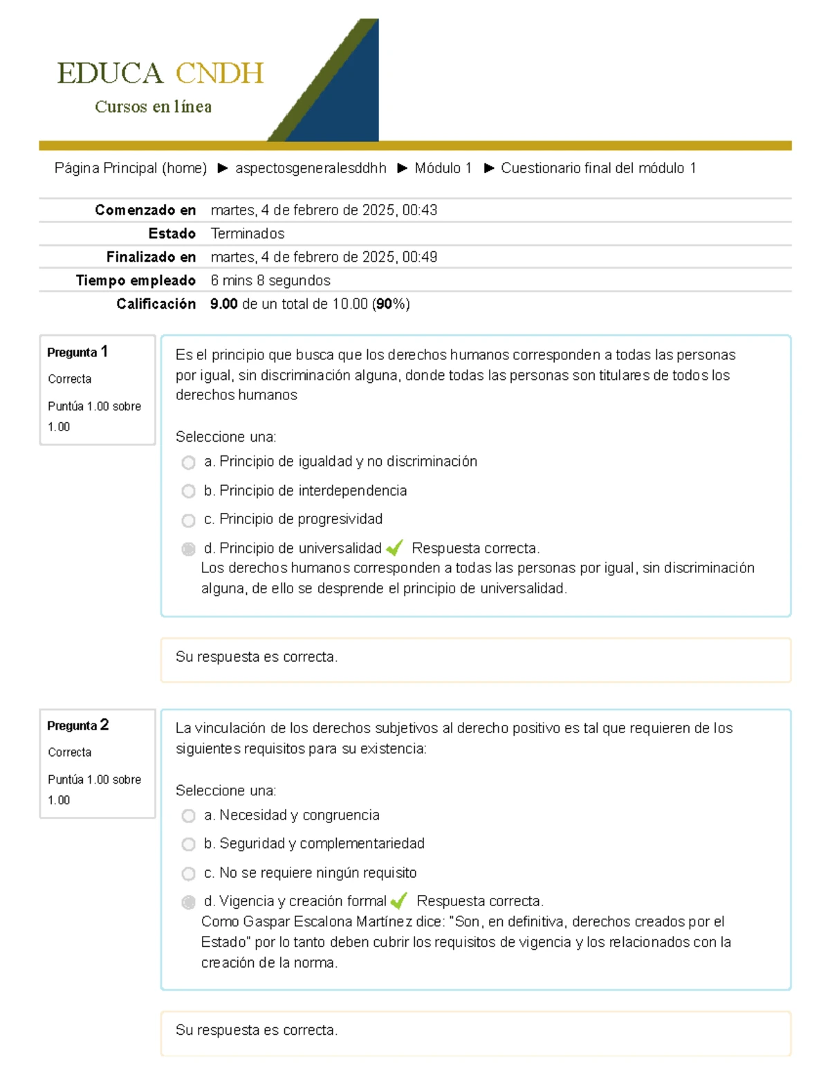 Cuestionario Final: Educación en Derechos Humanos - Módulo 1 - Studocu