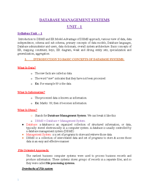 Rdbms Notes - RELATIONAL DATABASE MANAGEMENT SYSTEM UNIT - I ...