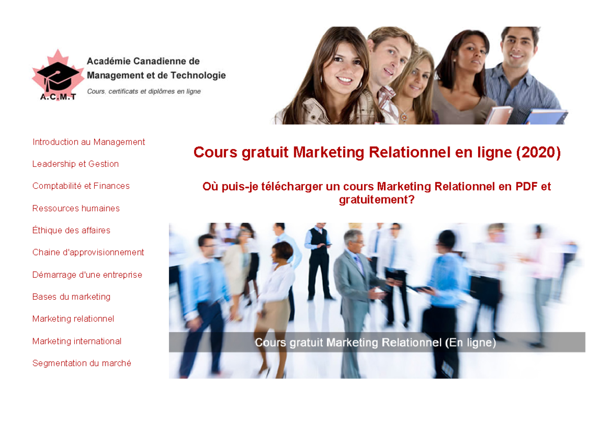 Cours Gratuit de Marketing Relationnel en Ligne (2020) - Studocu
