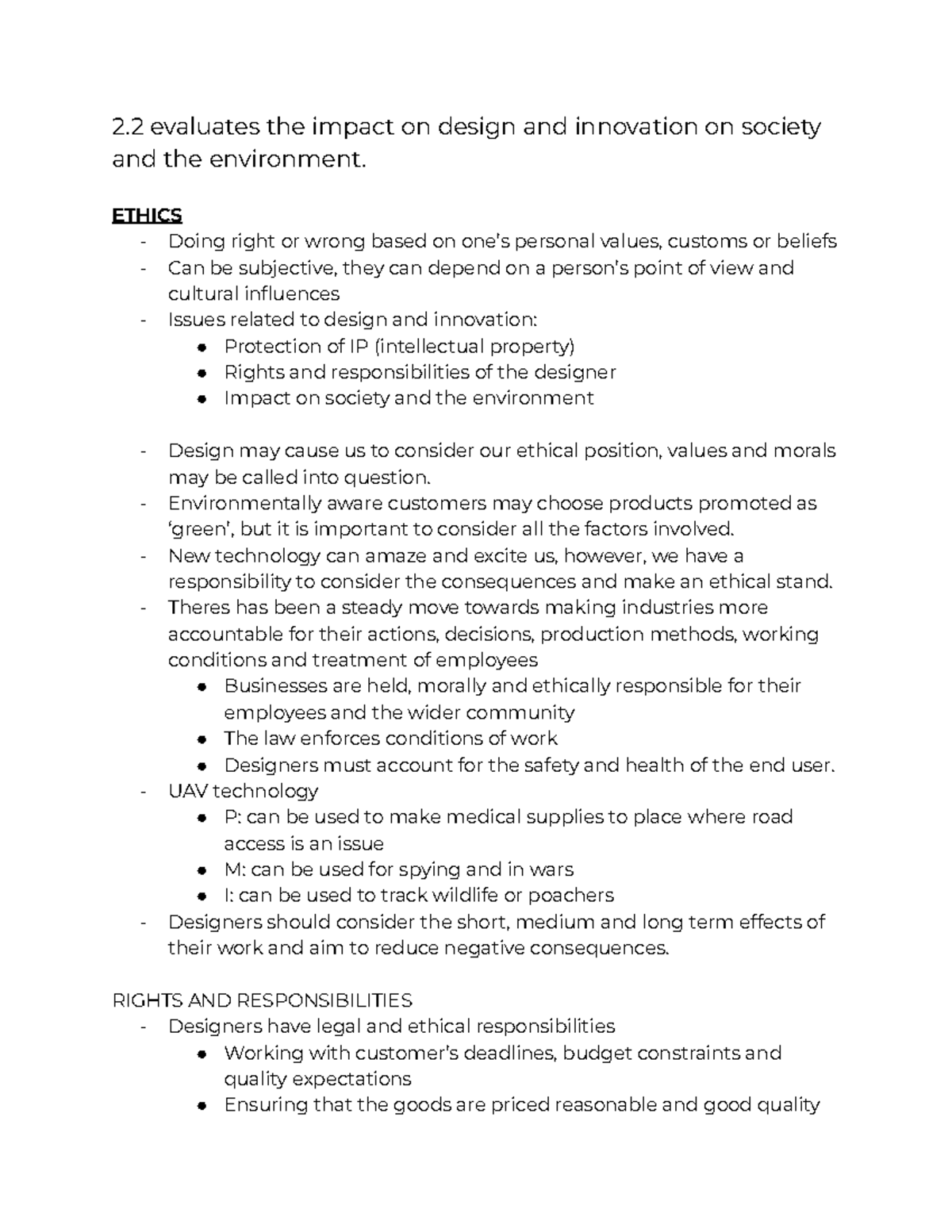 2.2 Impact of Design & Innovation on Society & Environment: Ethics & IP ...