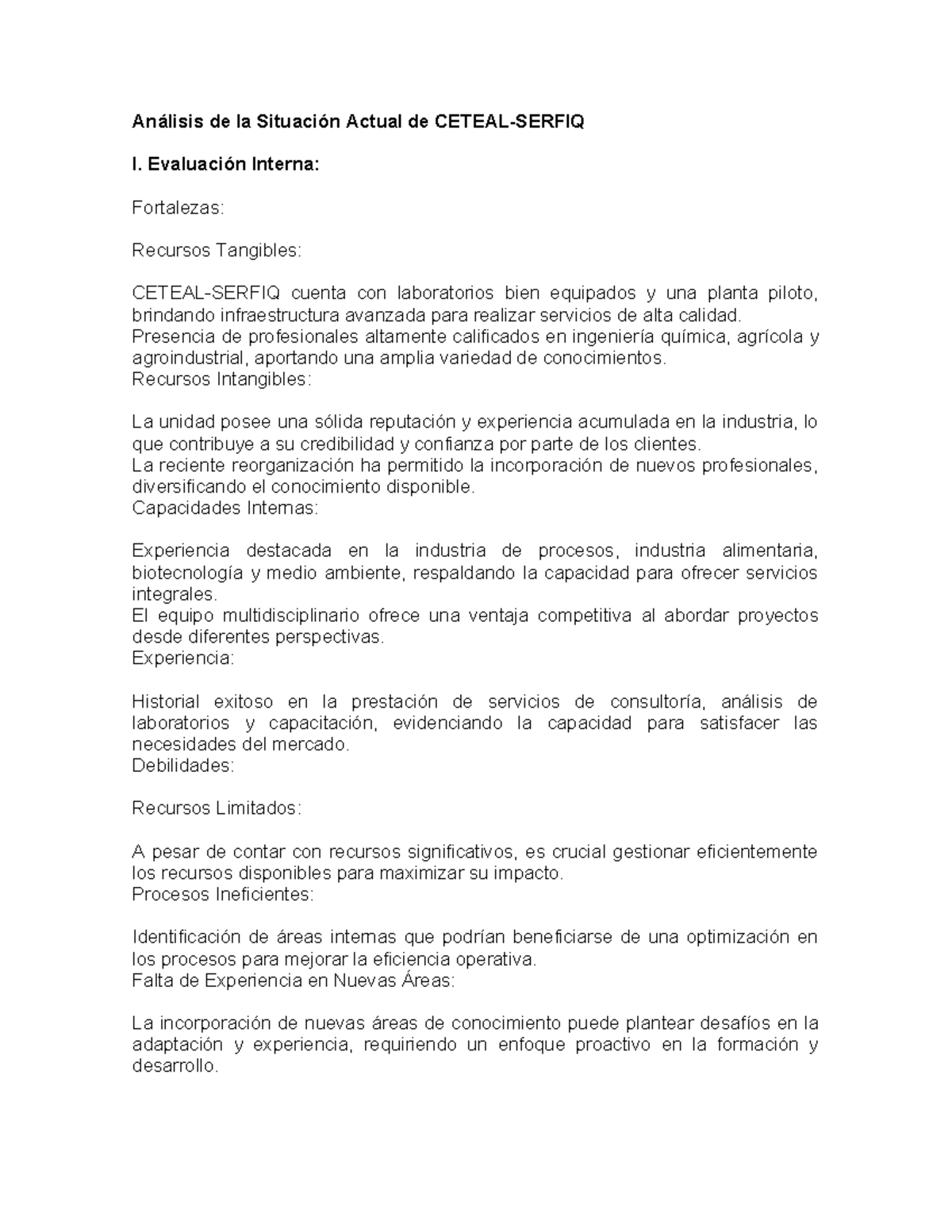 Análisis de la Situación Actual de Ceteal - Análisis de la Situación ...