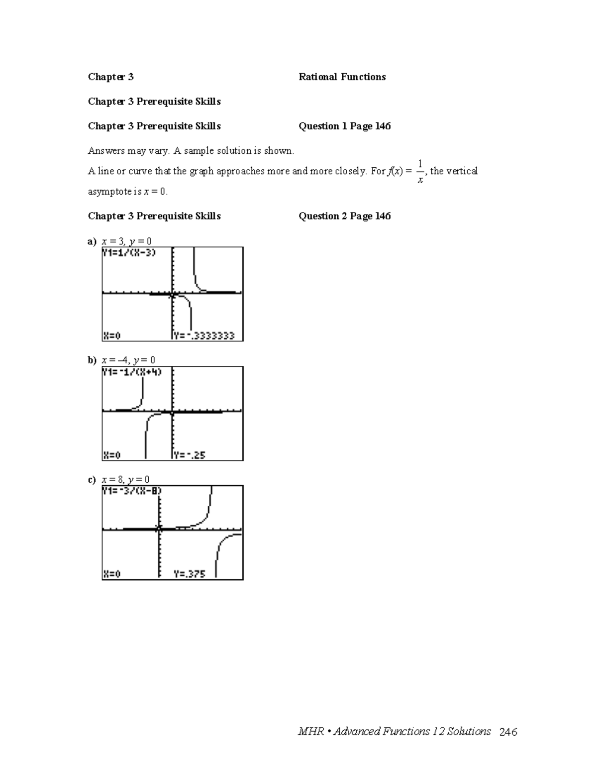 AF12 Chapter 3 Rational Functions and Prerequisite Skills Solutions ...