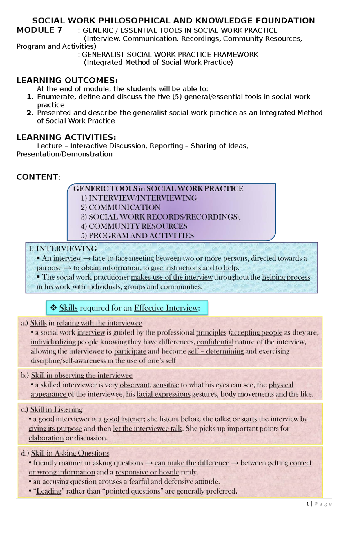 Social WORK Philosophical AND Knowledge Foundation module 7 - SOCIAL ...