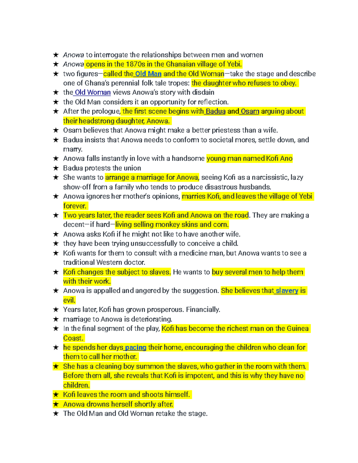 Anowa Quiz Study Guide: Exploring Relationships and Consequences - Studocu