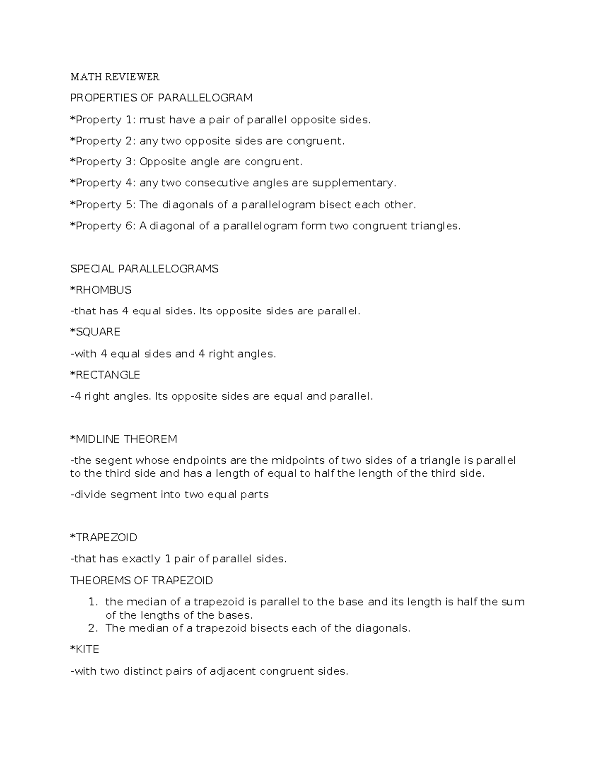 MATH- Reviewer on Parallelograms, Ratios, and Proportionality Concepts ...