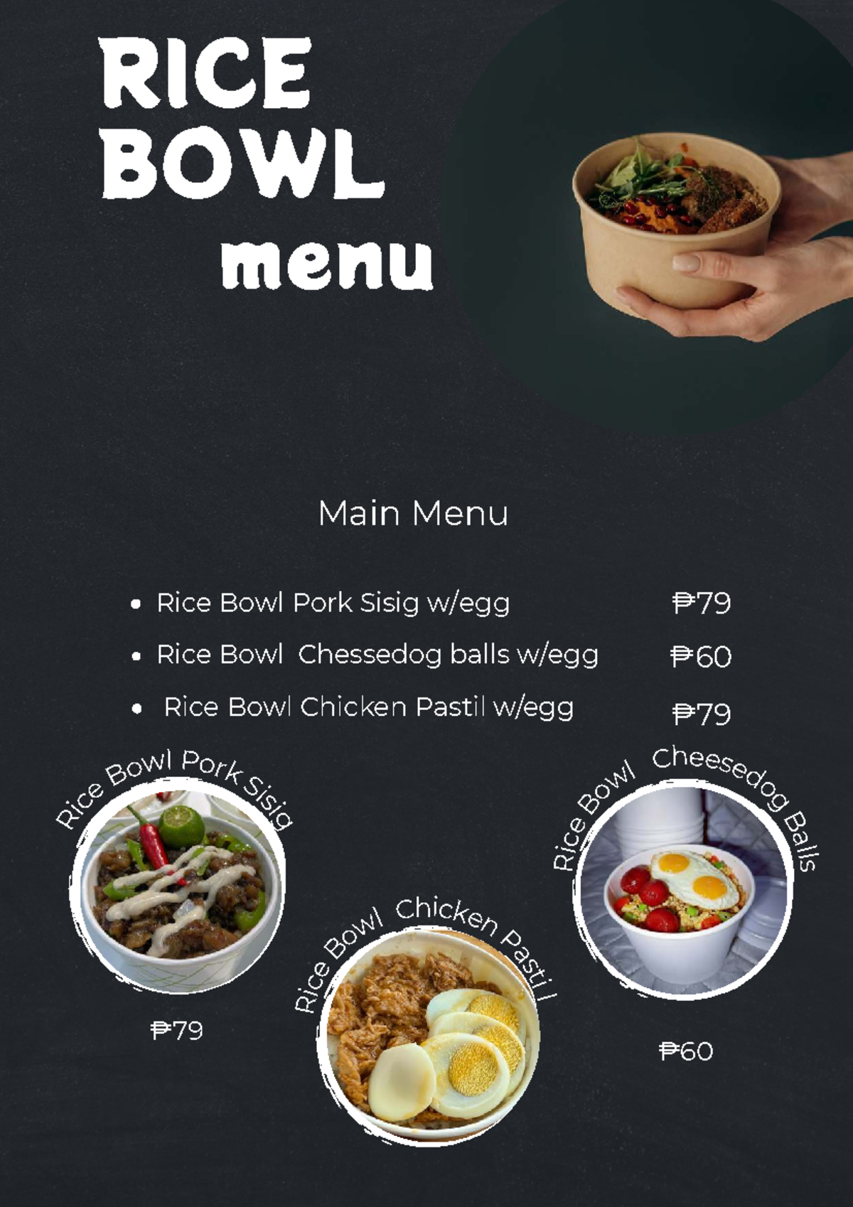 Black Minimalist Rice Bowl Menu - Computer System Servicing - R i c e B o w l C h i c k e n P a ...