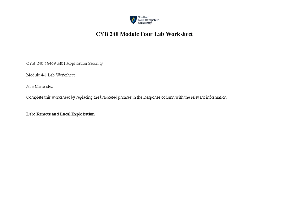 CYB 240 Module Three Lab Worksheet: Web Server Security Measures - Studocu