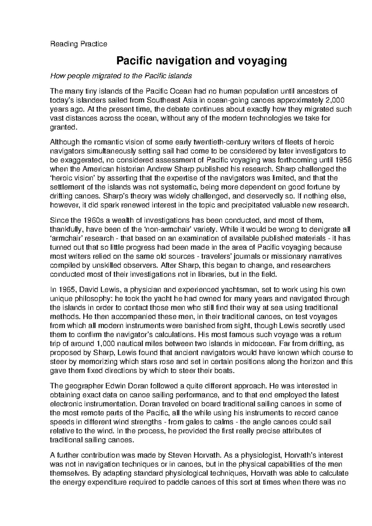 Pacific-navigation - reading practice - Reading Practice Pacific ...