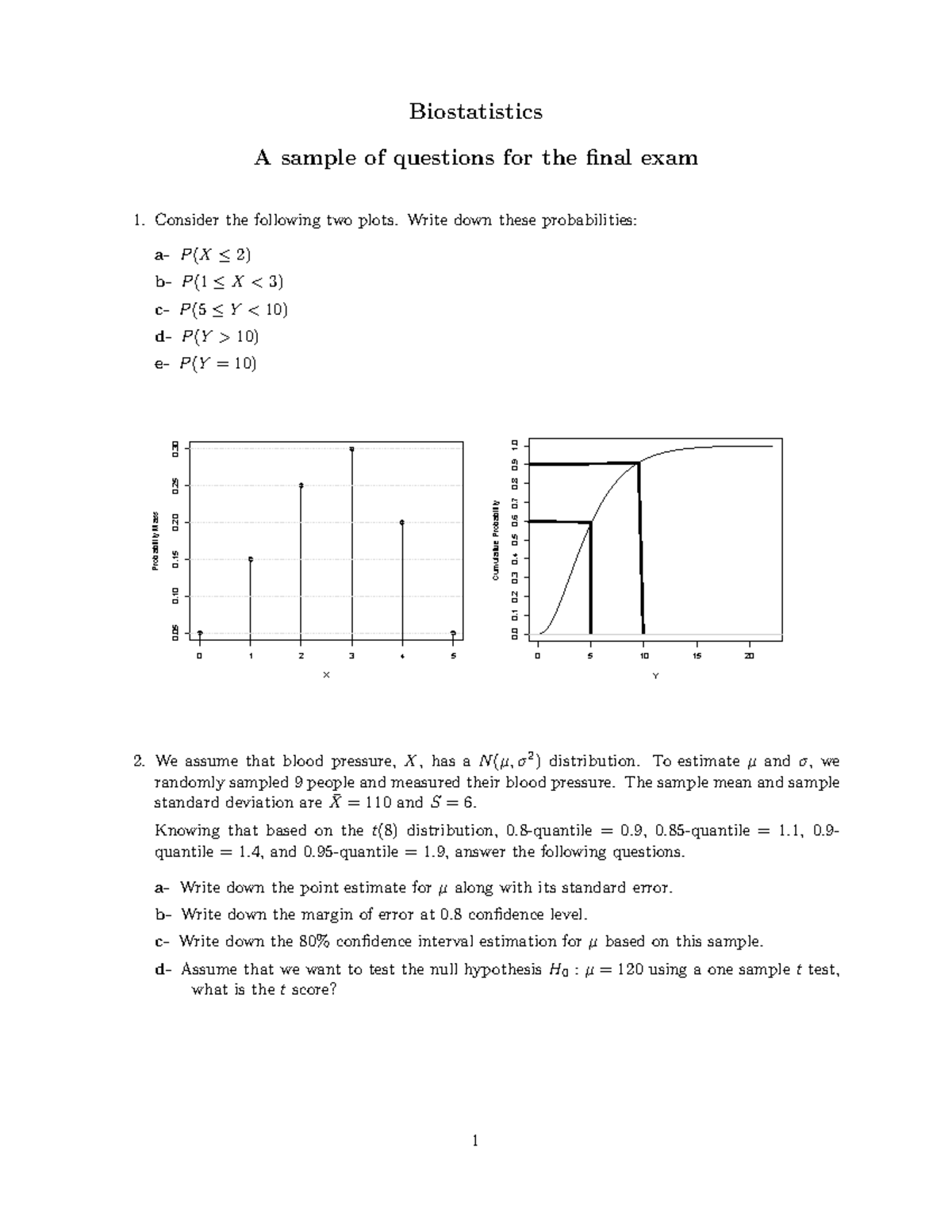 Final Exam Biostatistics Practice Material - Sample Questions - Studocu