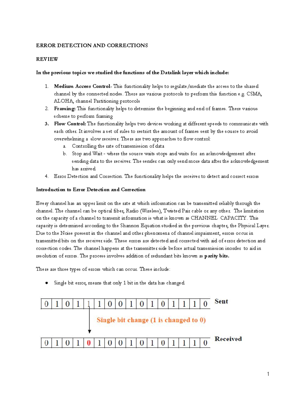 Error Detection and Correction Techniques Review (CS101) - Studocu