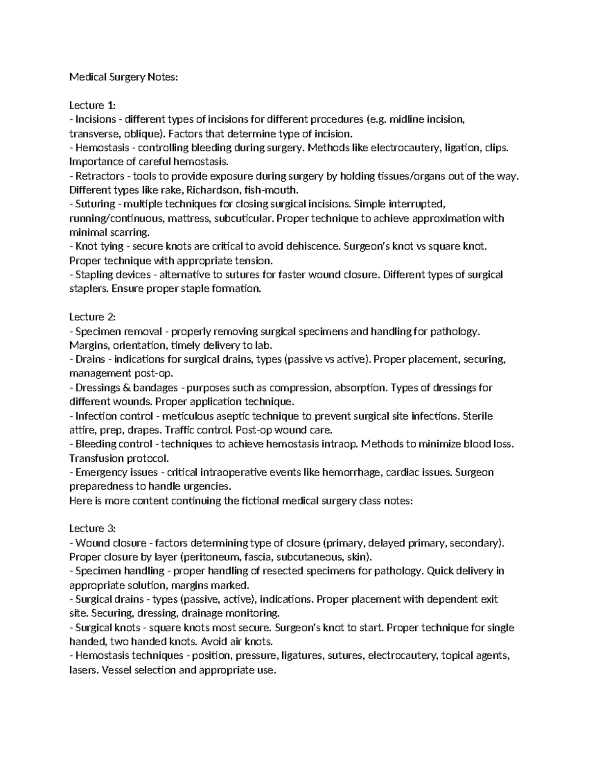Med Surgery Lecture Notes: Key Concepts & Techniques - Studocu