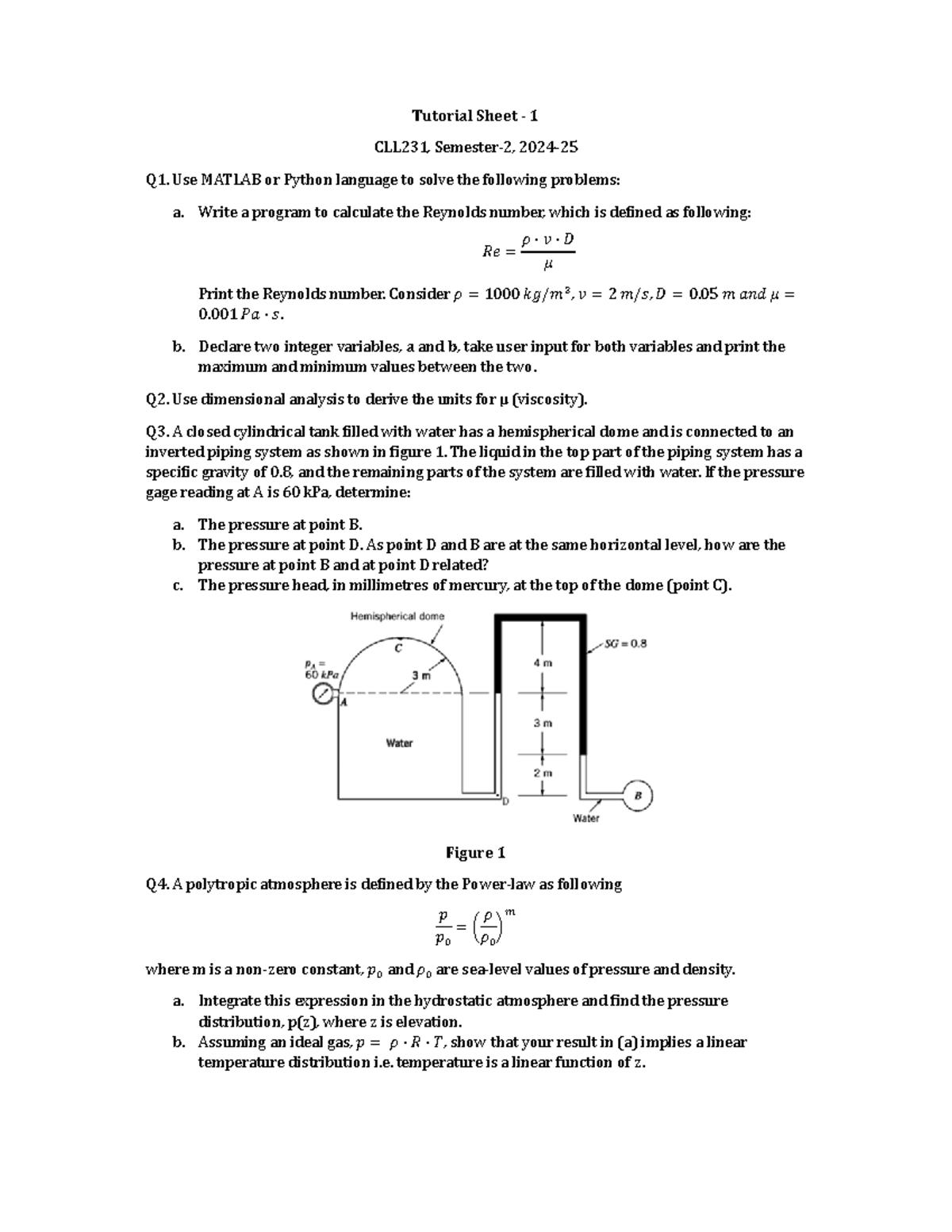 CLL231 - Tutorial 1 - Tutorial Sheet - 1 CLL231, Semester-2, 2024- Q1 ...