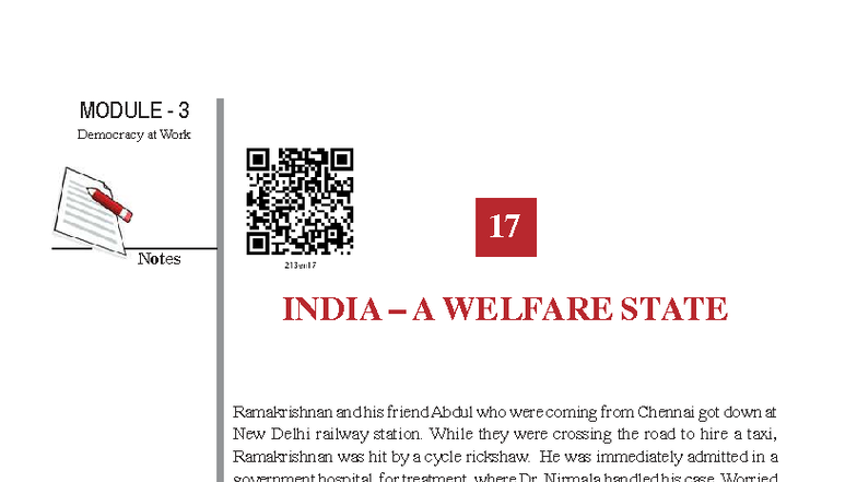 MODULE 3: India as a Welfare State - Democracy at Work Notes - Studocu