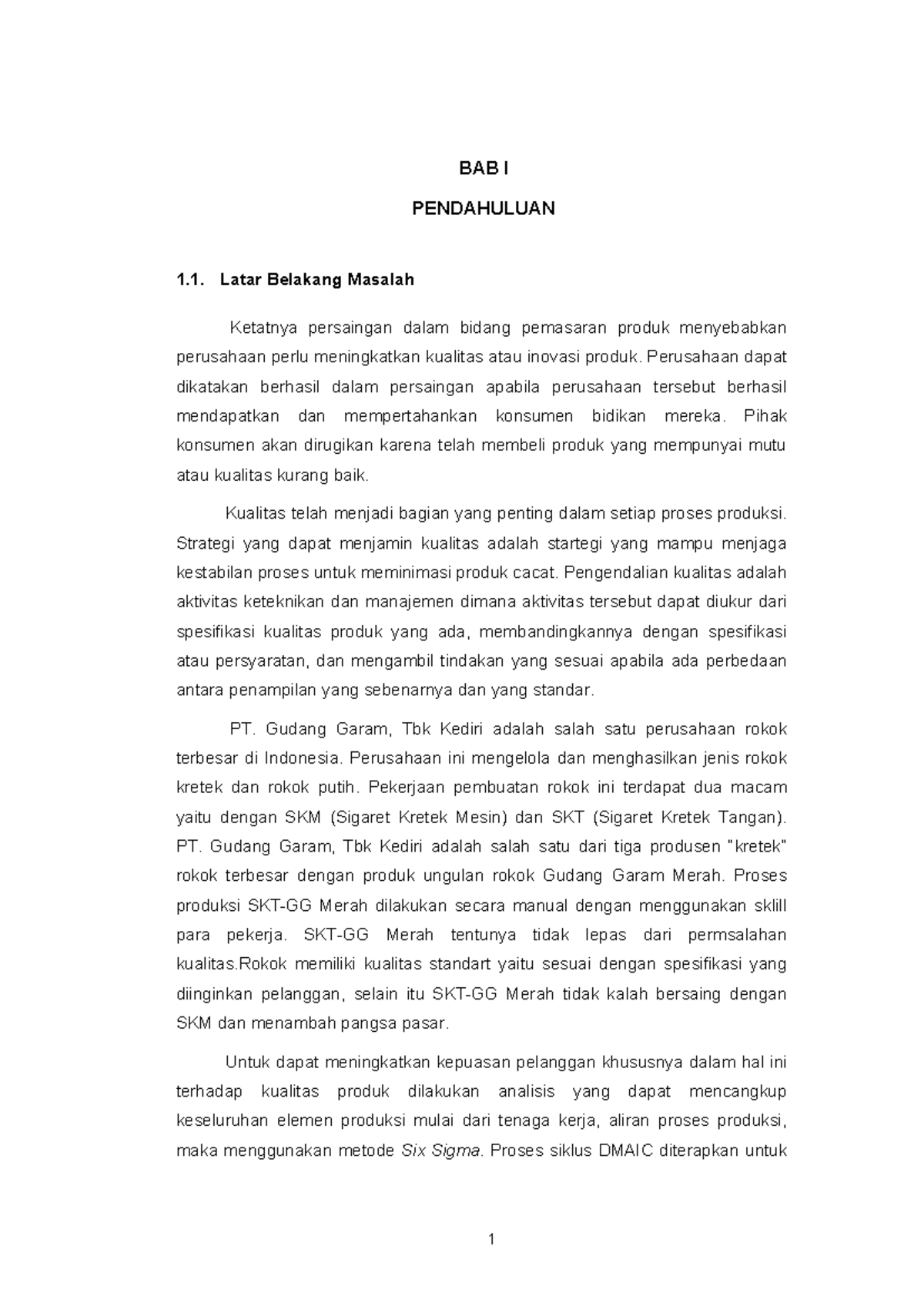 Analisis Kualitas dan Peningkatan Proses Produksi SKT Menggunakan Six ...