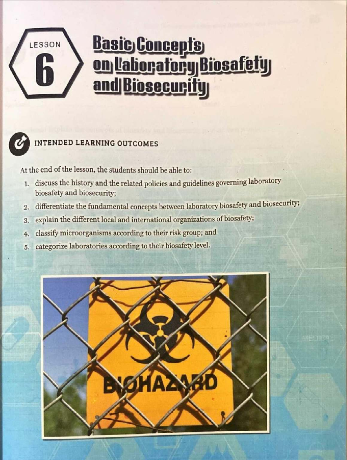 LESSON Basic Concepts 6: Biosafety and Biosecurity Overview - Studocu