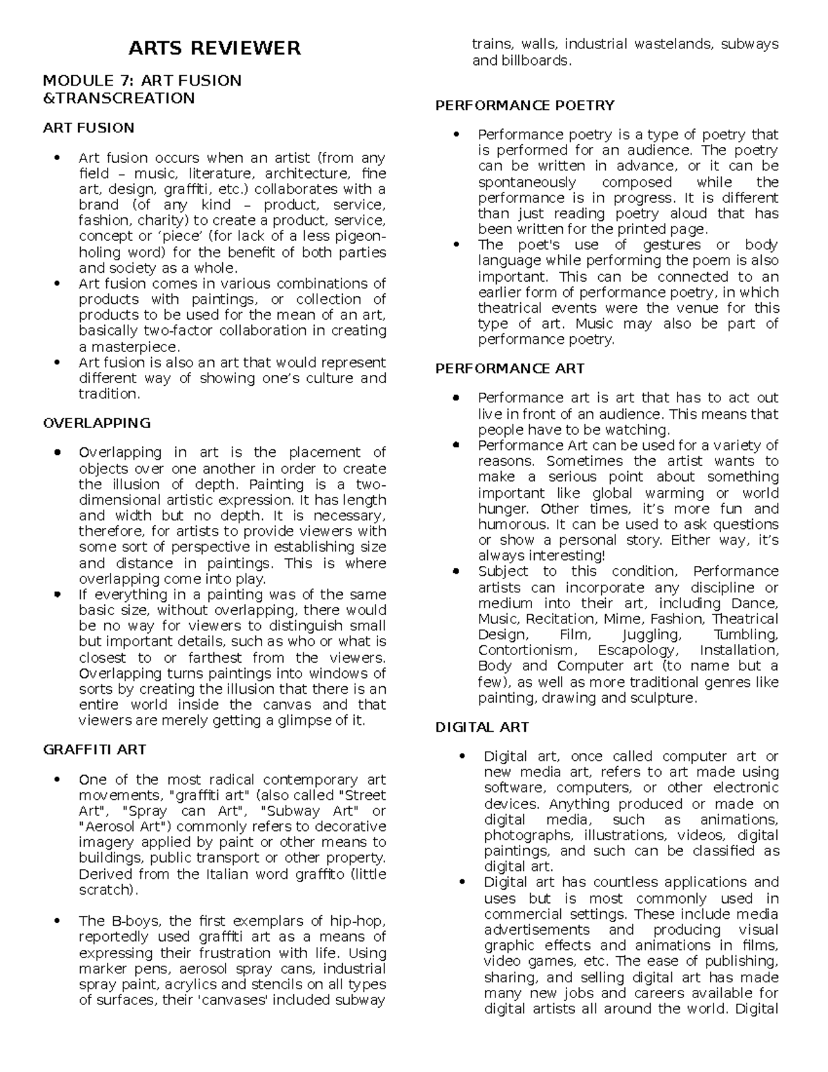ARTS 101: Module 7 - Art Fusion Overview and Design Principles - Studocu