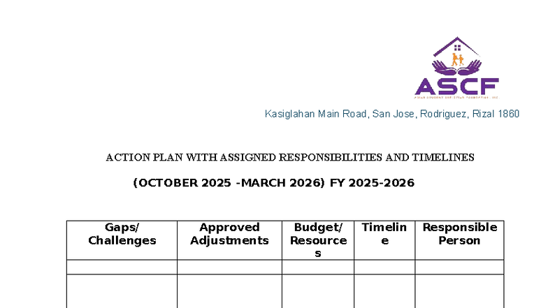 Format of approved adjustments - Kasiglahan Main Road, San Jose ...