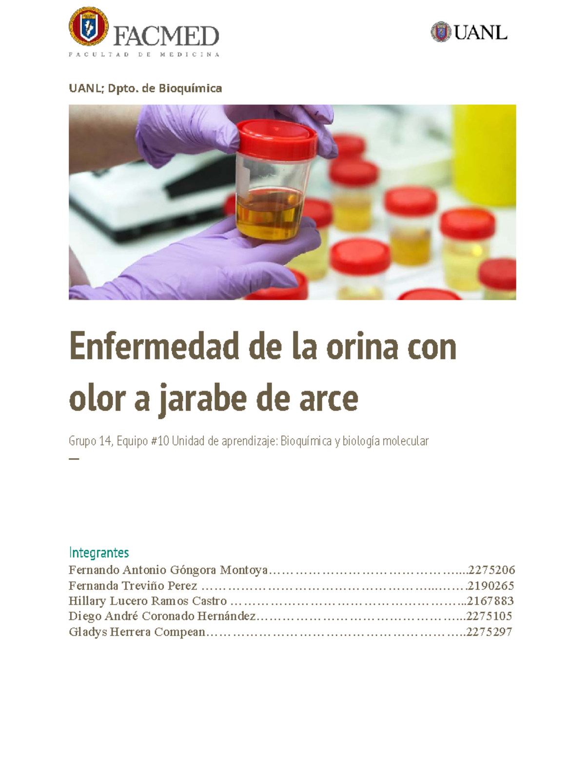 Enfermedad de la orina con olor a jarabe de arce - PIA - Studocu