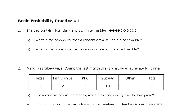 Probability Assignment Questions: Basic Practice on Probability ...