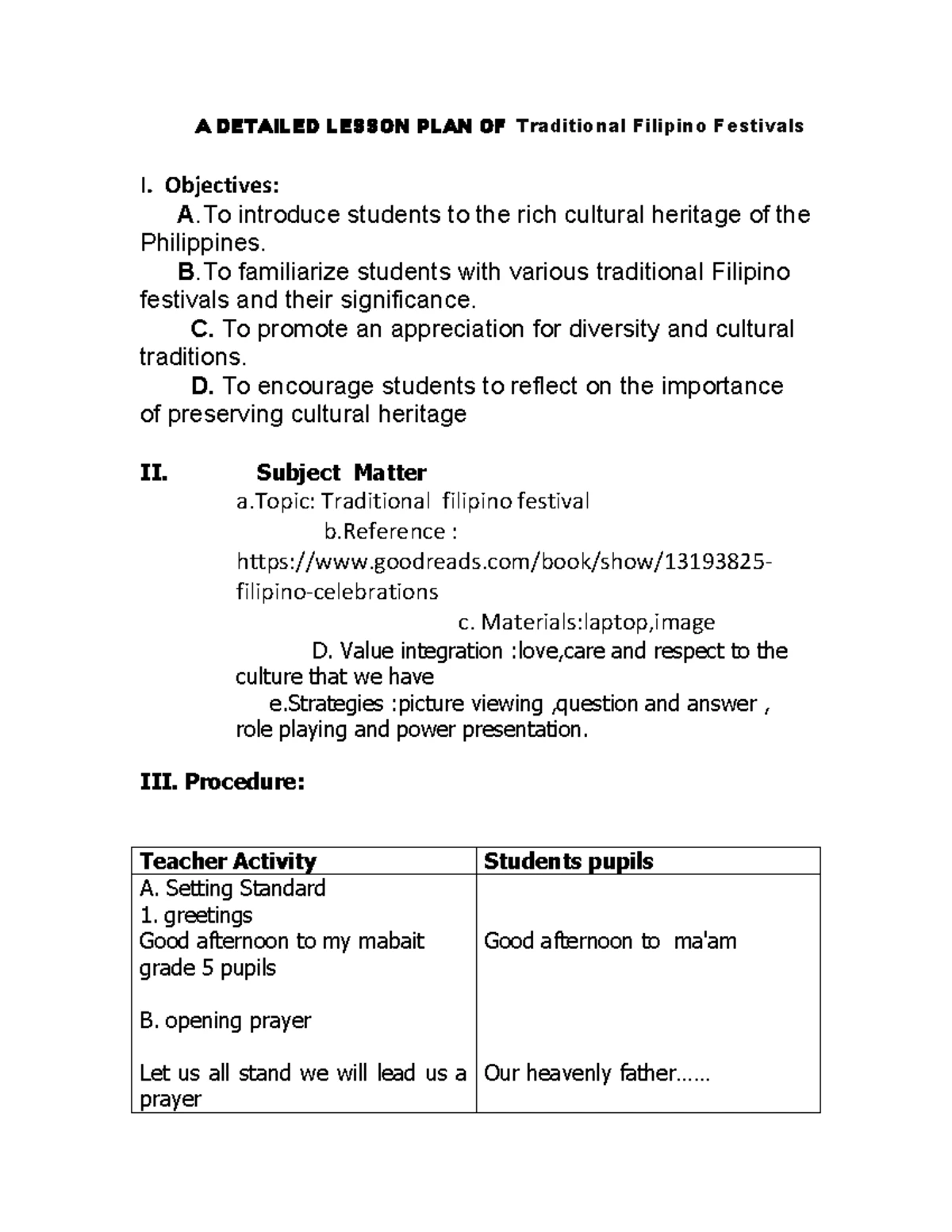 A Detailed Lesson Plan on Filipino Leaders (SS-4-LEC) - Studocu